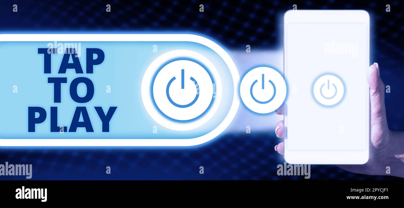 Writing displaying text Tap To Play. Business approach Touch the screen ...