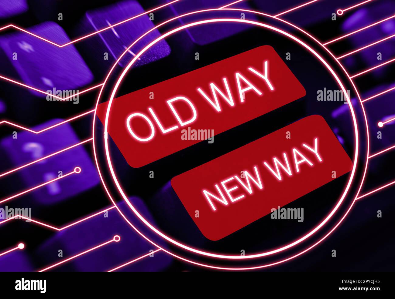 Text Sign Showing Old Way New Way Internet Concept Talking How You Can Do It Such As The Action