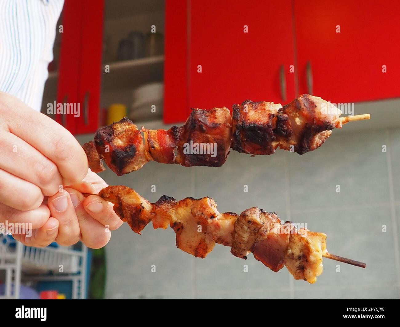 The grilled meat was delivered from the restaurant. Home delivery from ...