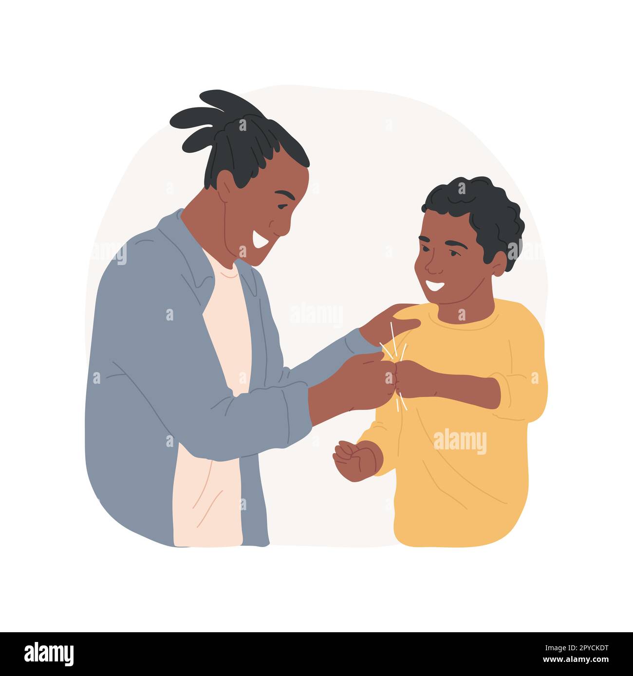 Encouraging isolated cartoon vector illustration. Father giving high ...