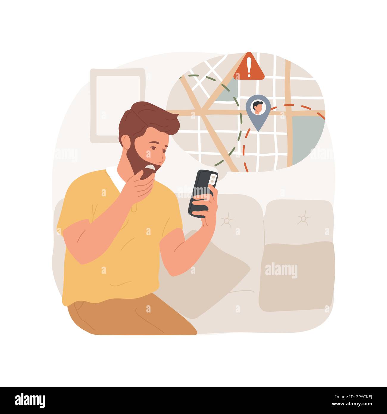 Geofencing tool isolated cartoon vector illustration. Parental control ...