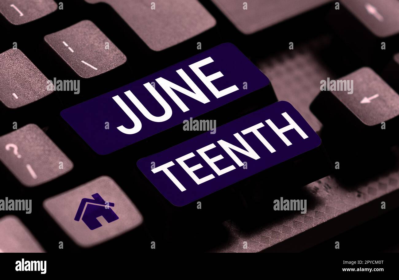 Text caption presenting June Teenth. Internet Concept legal holiday in ...