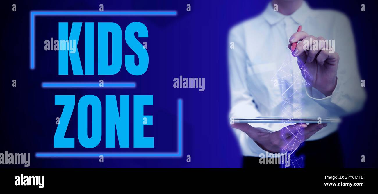 Writing displaying text Kids Zone. Concept meaning An area or a region ...