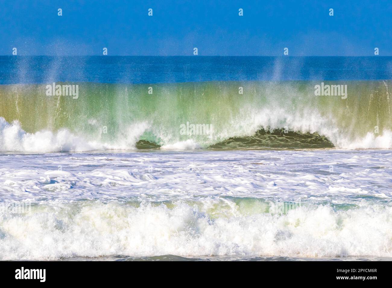 Extremely huge big surfer waves at beach Puerto Escondido Mexico Stock ...