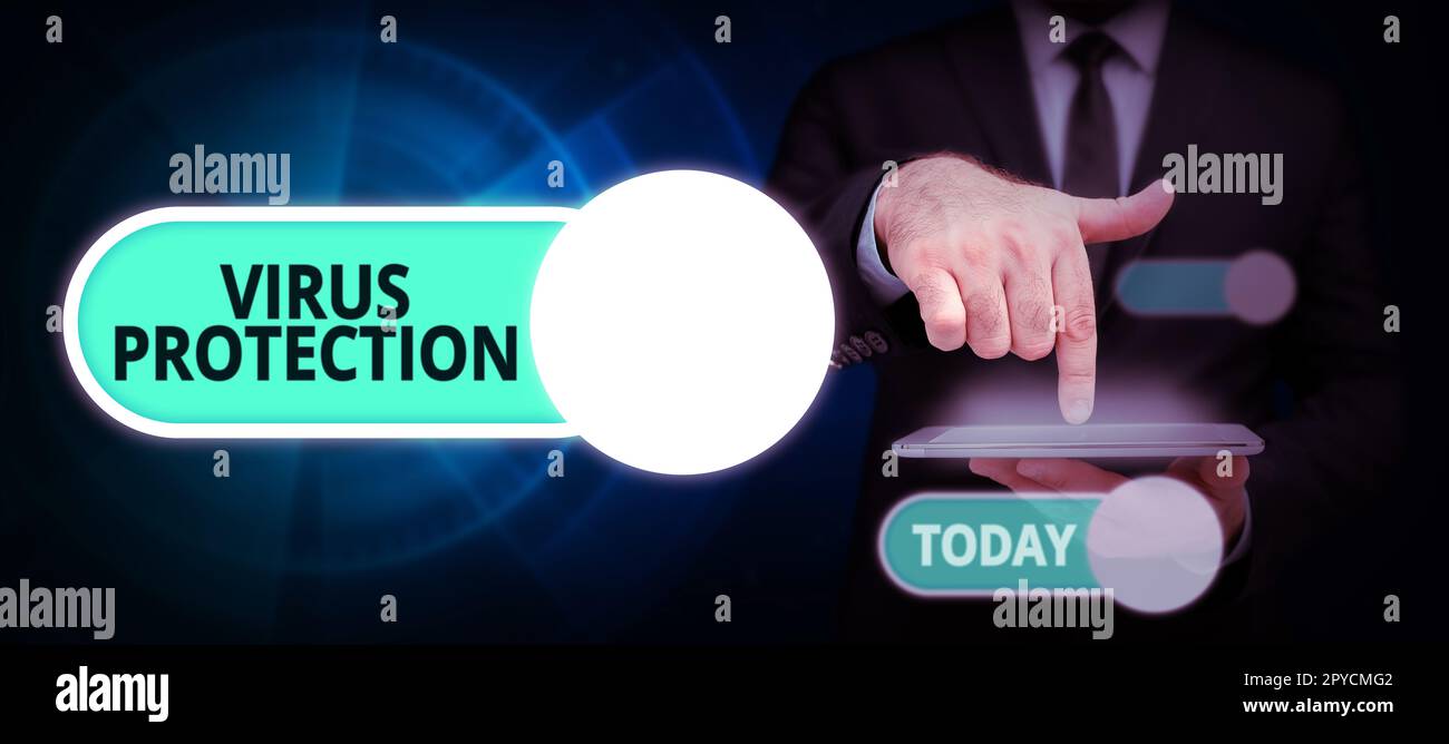 Hand writing sign Virus Protection. Business idea program designed to ...