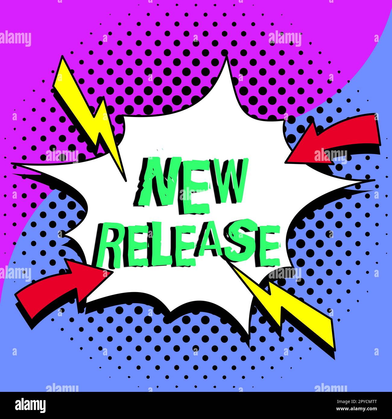 Text caption presenting New Release. Conceptual photo announcing ...