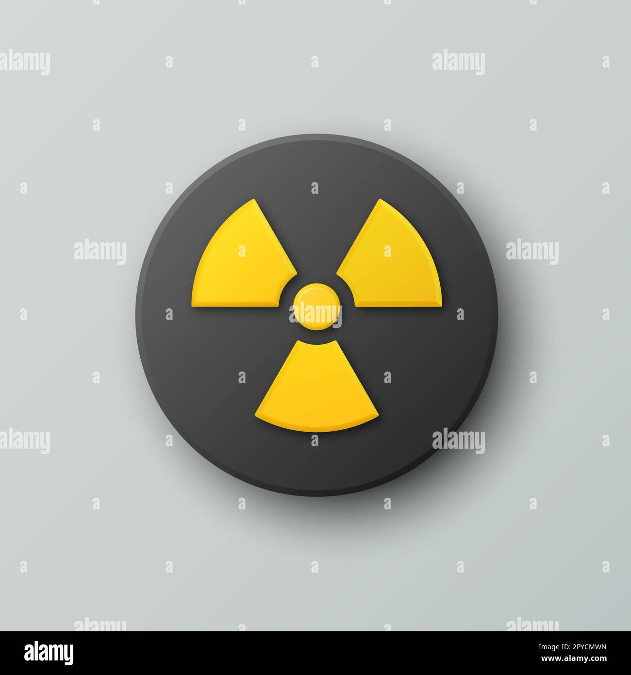 Vector 3d Realistic Round Yellow and Black Warning, Danger Nuclear ...