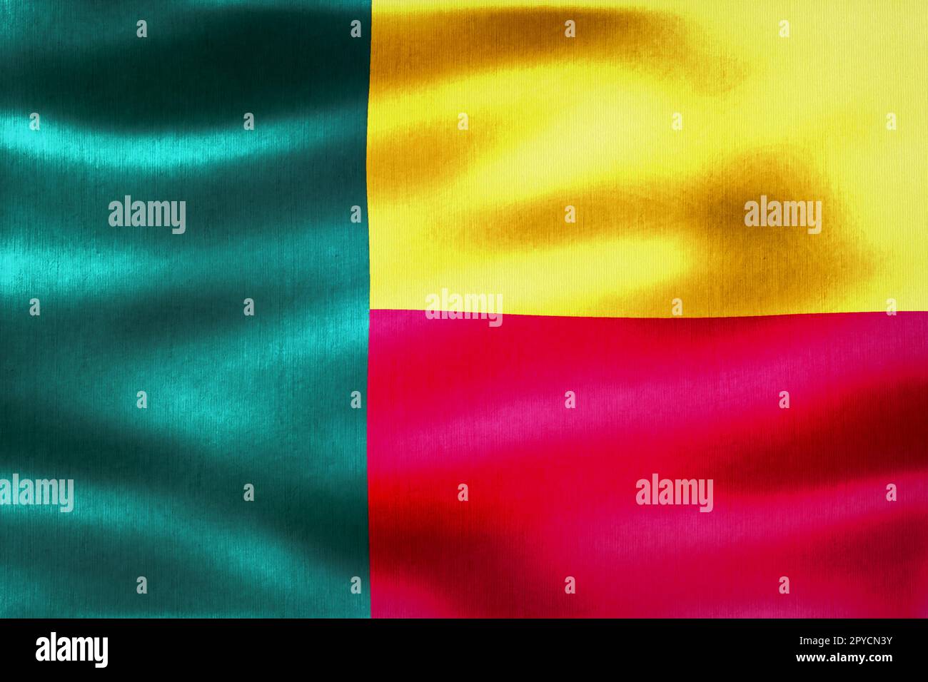 Benin flag - realistic waving fabric flag Stock Photo - Alamy
