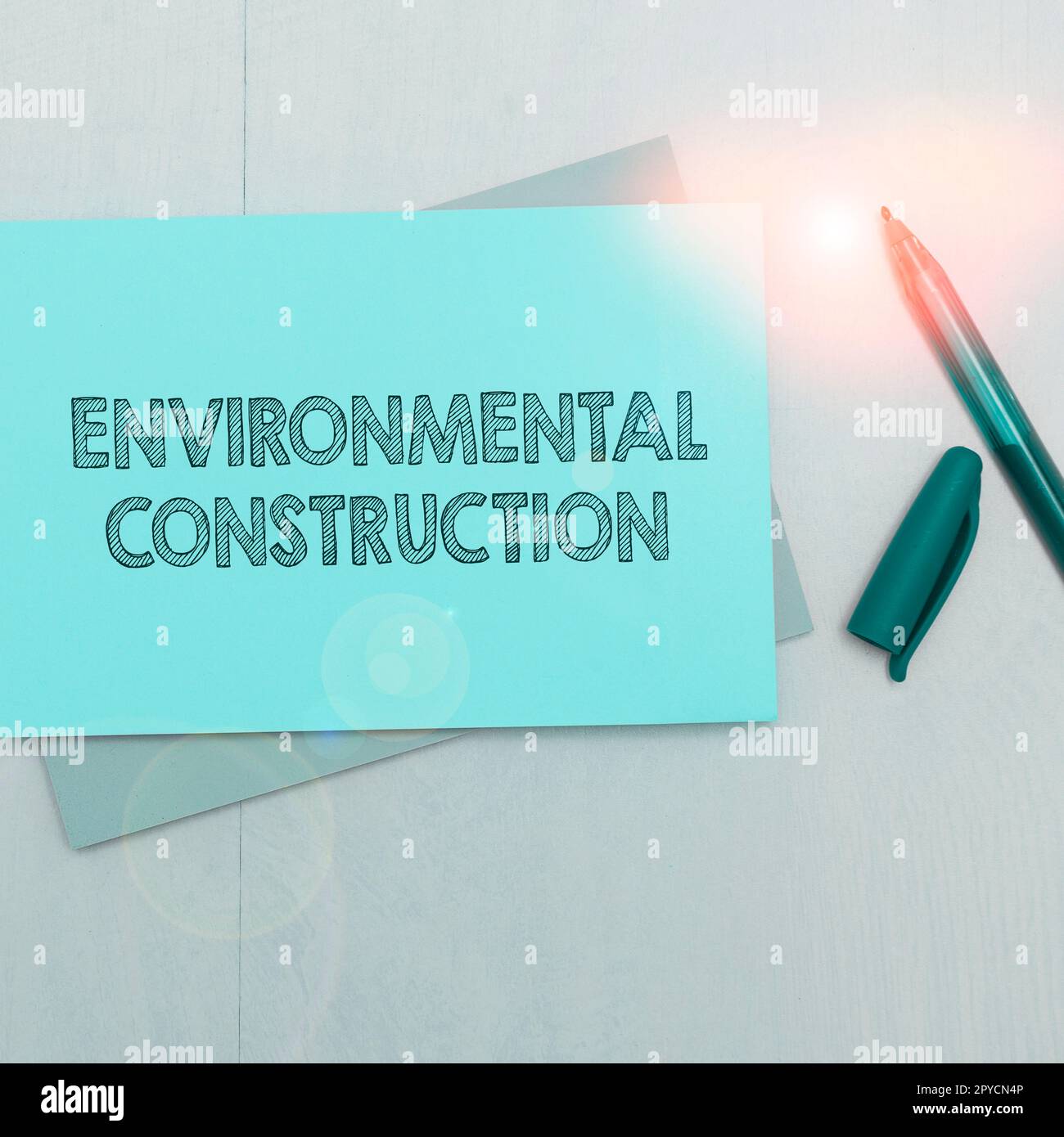 Text caption presenting Environmental Construction. Conceptual photo ...