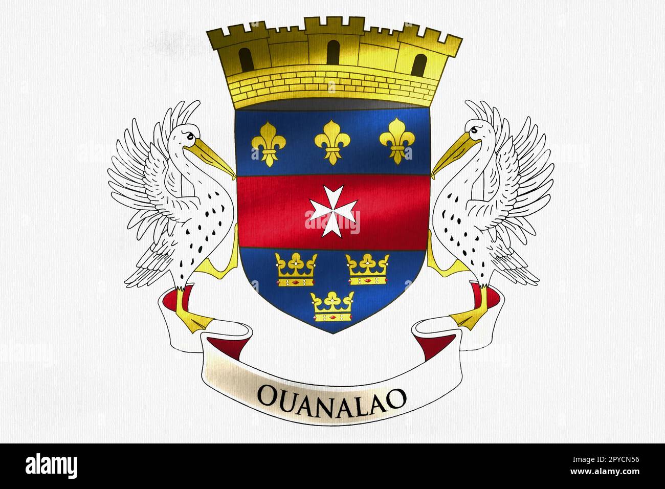 Saint-Barthelemy flag - realistic waving fabric flag Stock Photo - Alamy