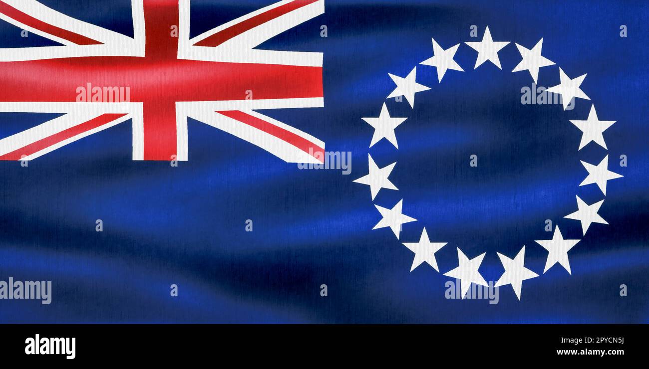 Cook Islands flag - realistic waving fabric flag Stock Photo - Alamy