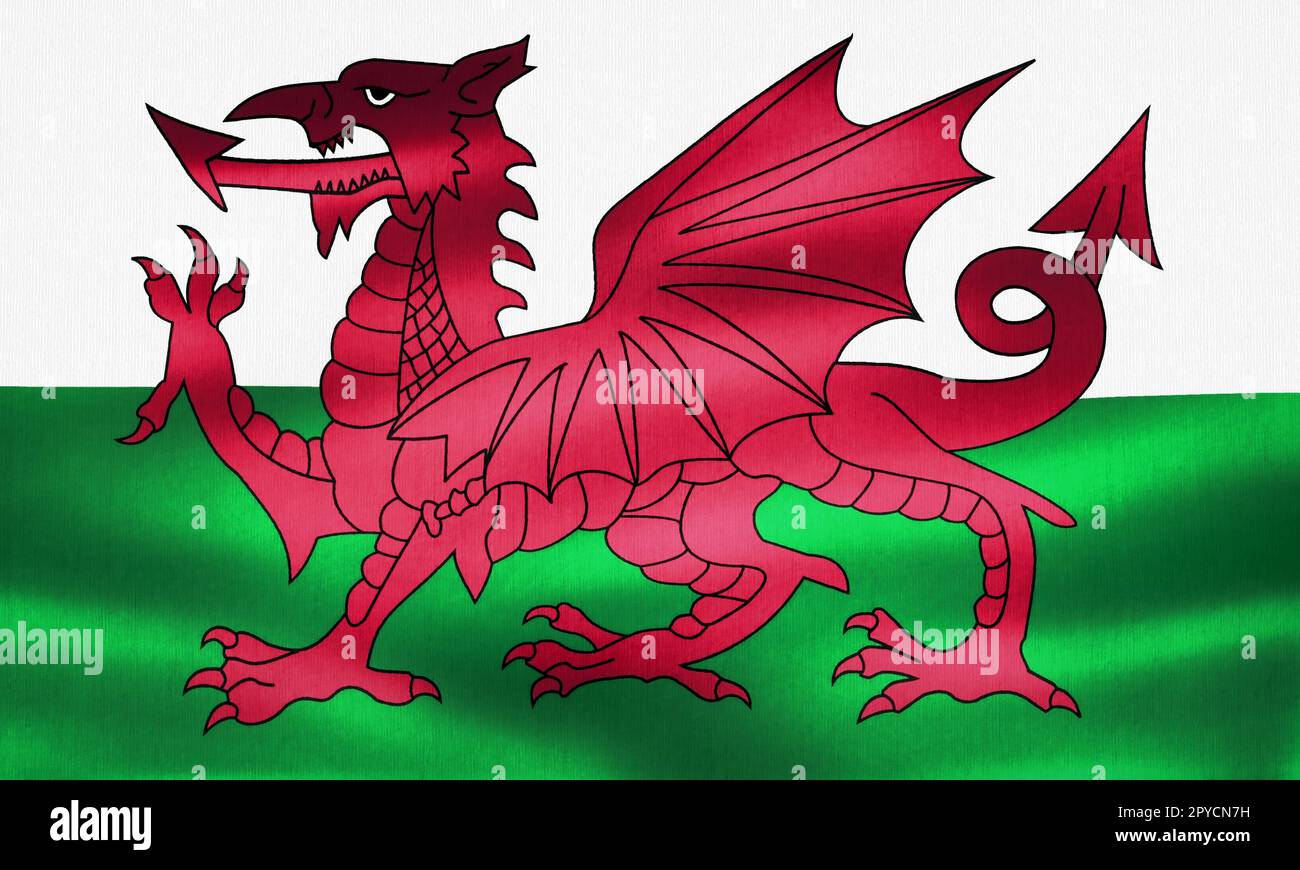 Wales flag - realistic waving fabric flag Stock Photo - Alamy