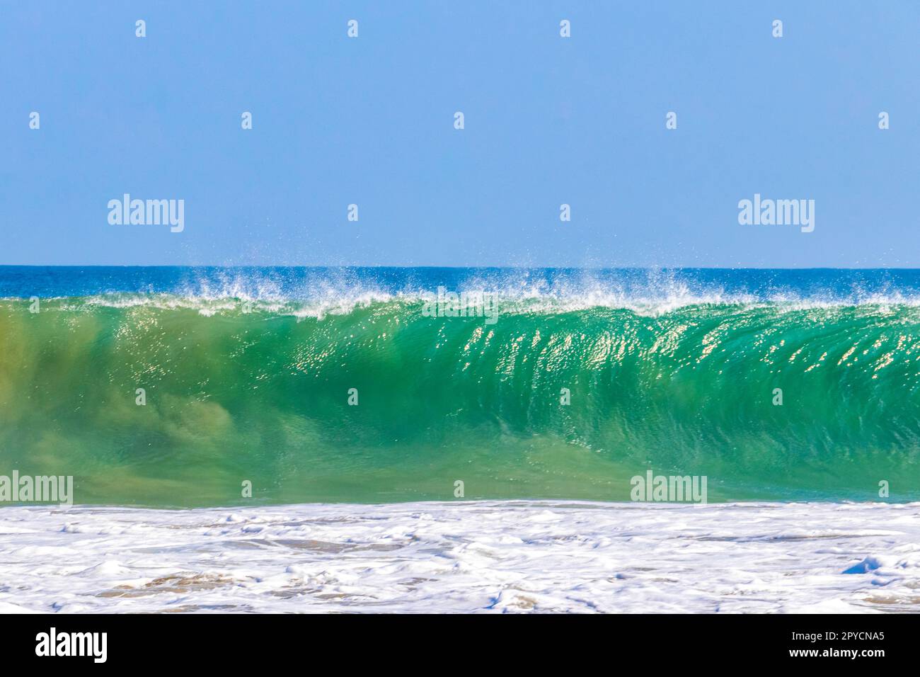 Extremely huge big surfer waves at beach Puerto Escondido Mexico Stock ...