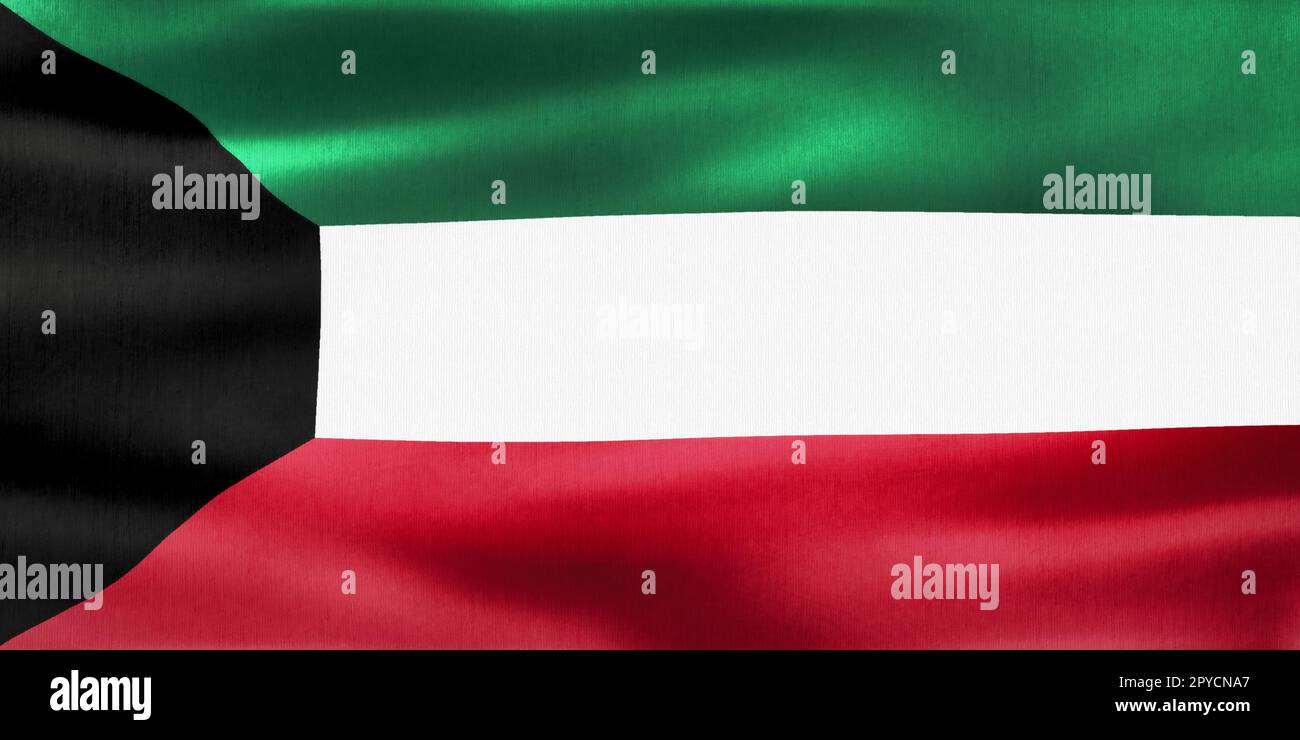 3D-Illustration of a Kuwait flag - realistic waving fabric flag Stock ...