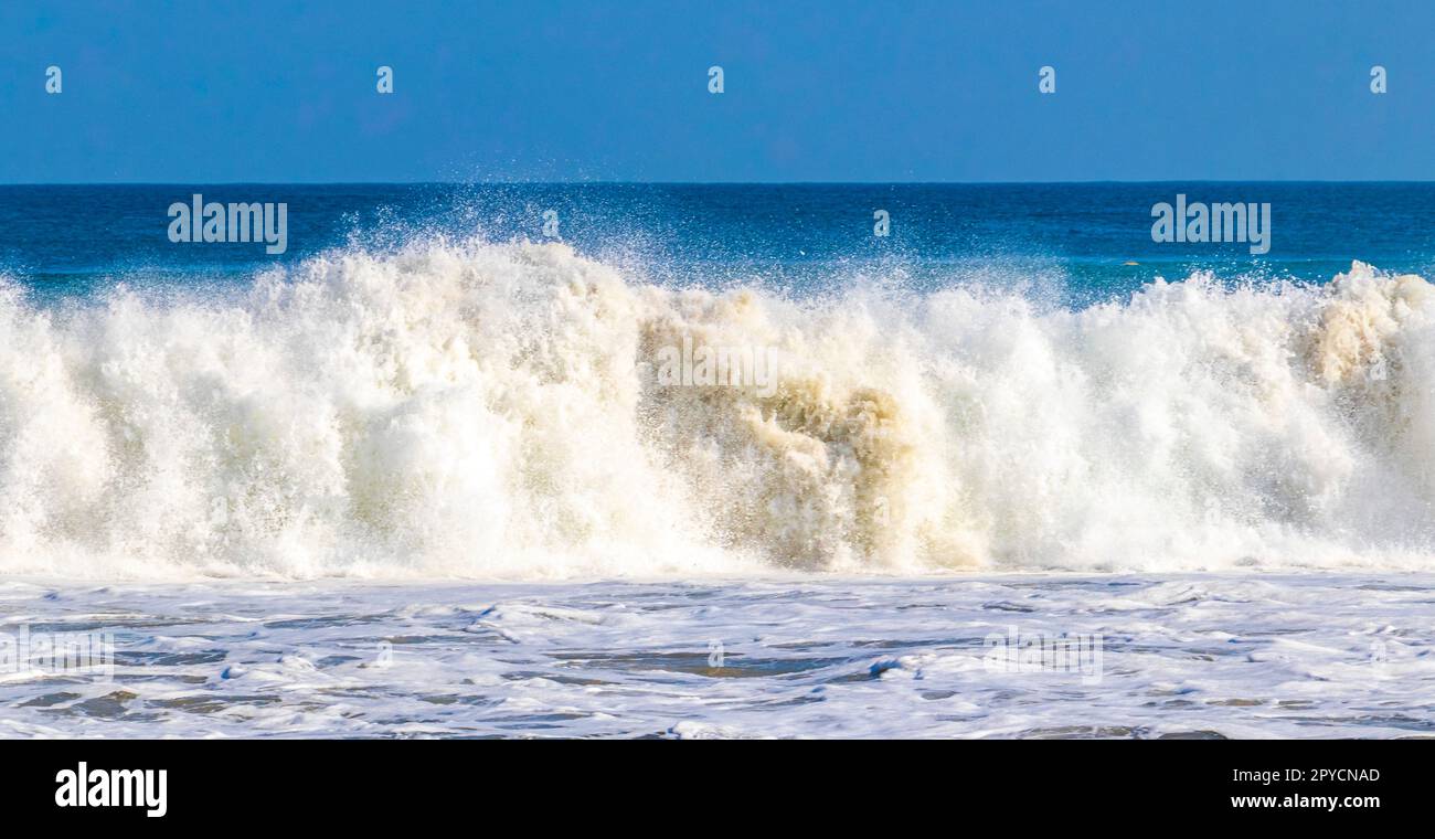 Extremely huge big surfer waves at beach Puerto Escondido Mexico Stock ...