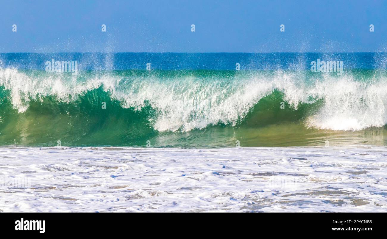 Extremely huge big surfer waves at beach Puerto Escondido Mexico Stock ...
