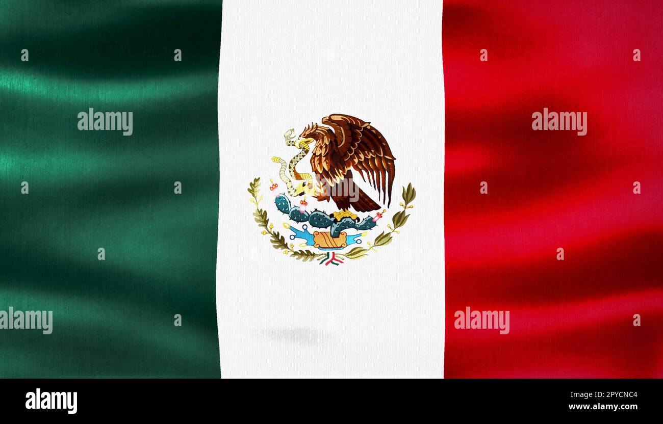 3D-Illustration of a Mexico flag - realistic waving fabric flag Stock ...