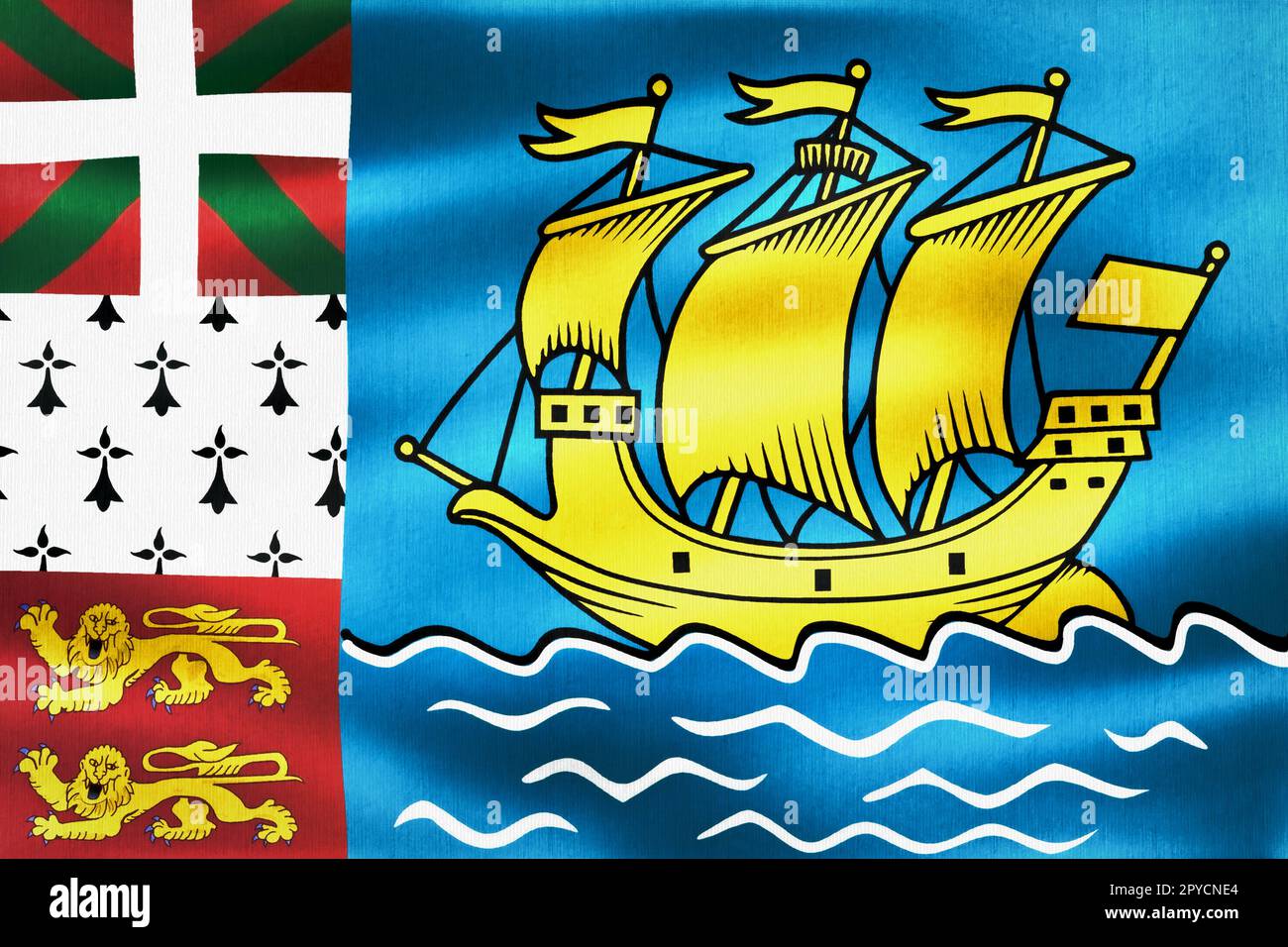 3D-Illustration of a Saint Pierre and Miquelon flag - realistic waving ...