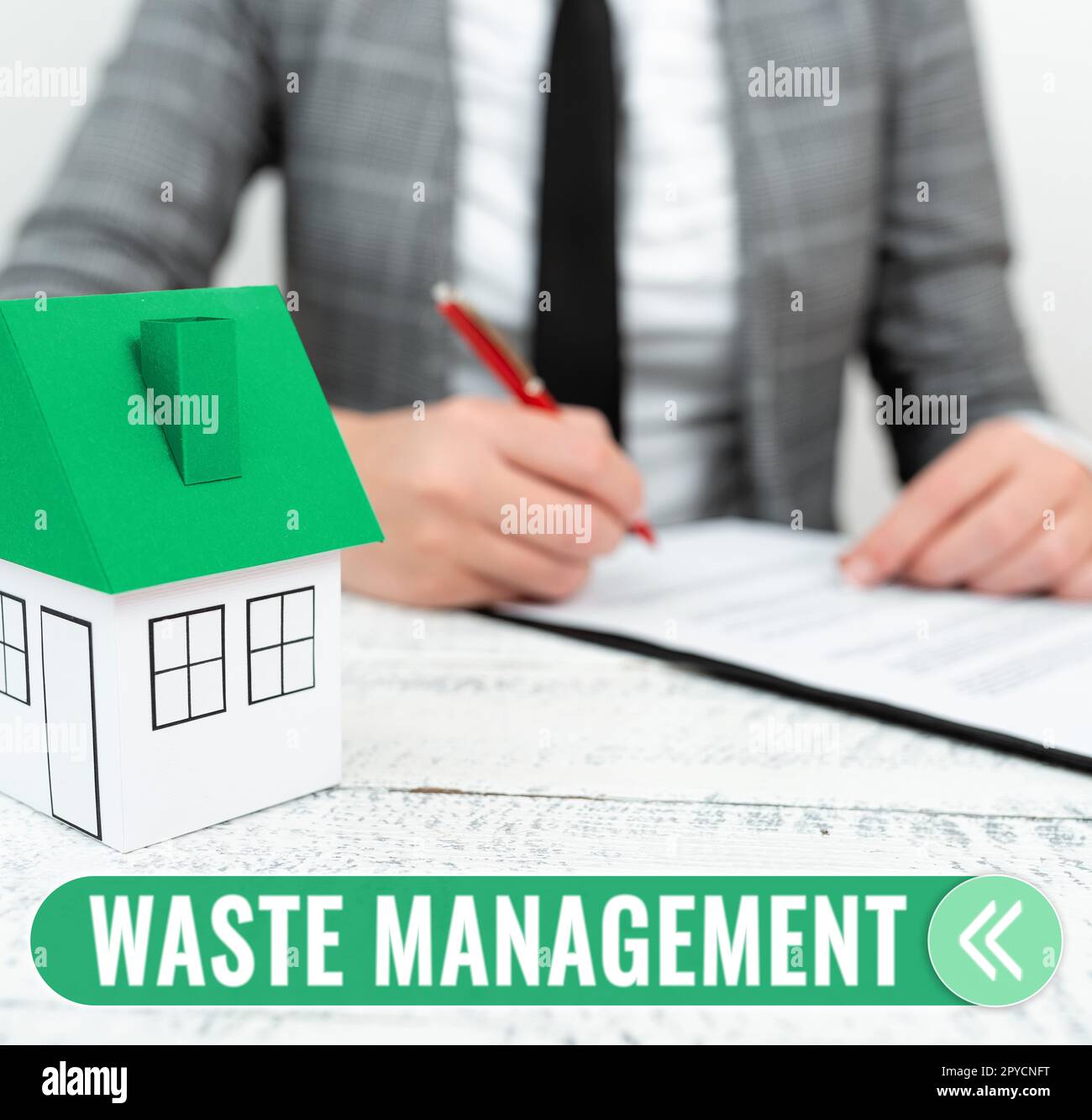 Text sign showing Waste Management. Word for actions required manage ...