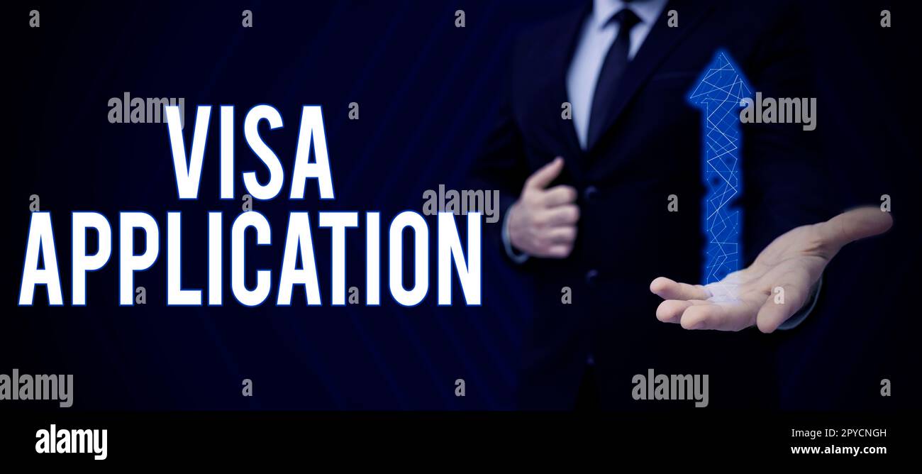 Text sign showing Visa Application. Word for an process of getting an ...