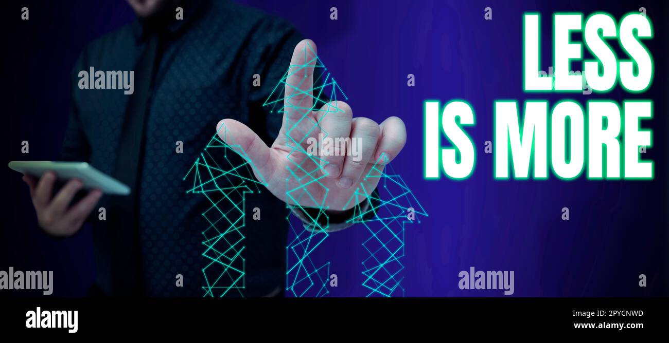 Text sign showing Less Is More. Word for Minimalist approach to ...