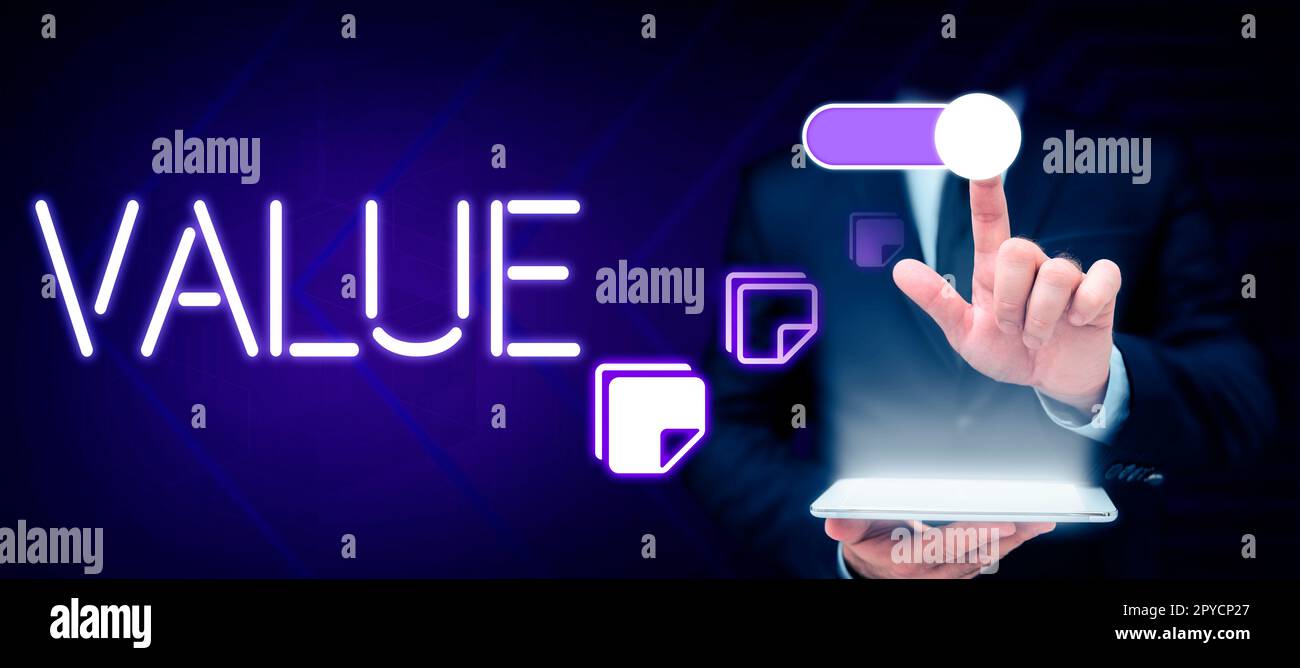 Text caption presenting Value. Business concept principles or standards ...