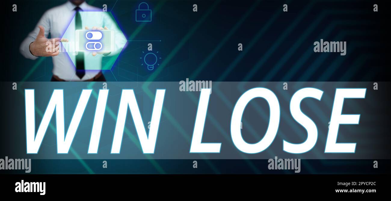 Hand writing sign Win Lose. Word Written on Compare possibilities what ...