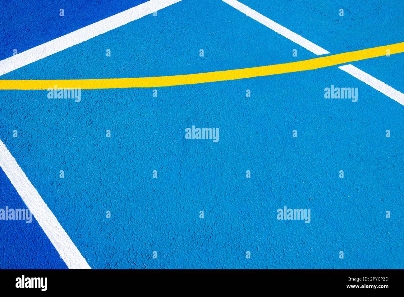 Sport field court background. Blue rubberized and granulated ground ...