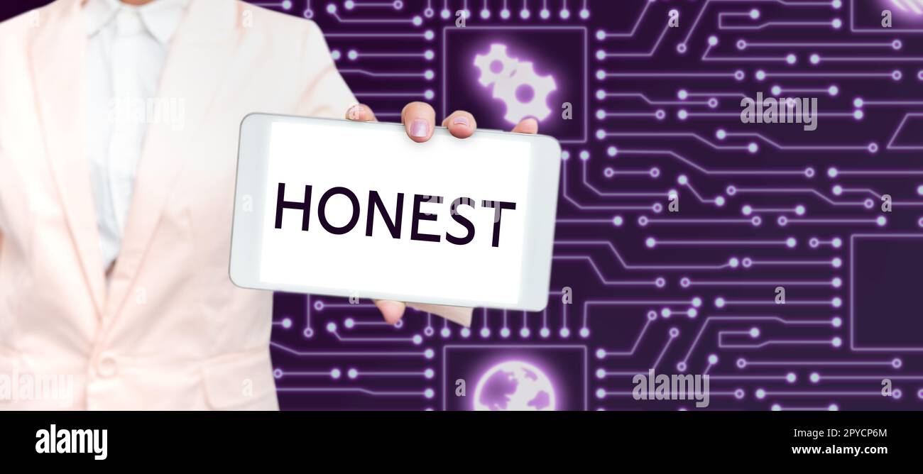 Text caption presenting Honest. Conceptual photo telling the truth or ...