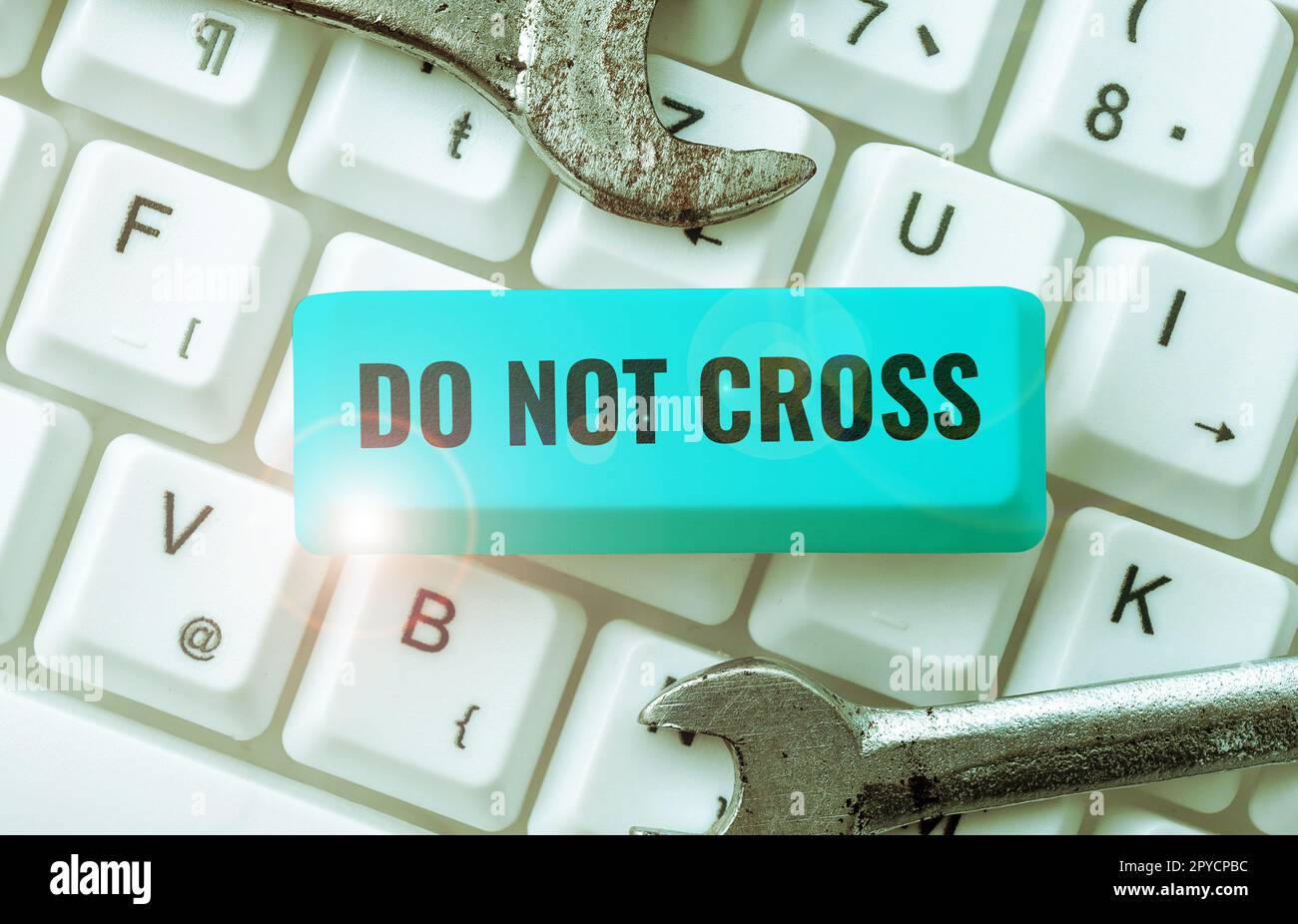 Text caption presenting Do Not Cross. Concept meaning Crossing is ...