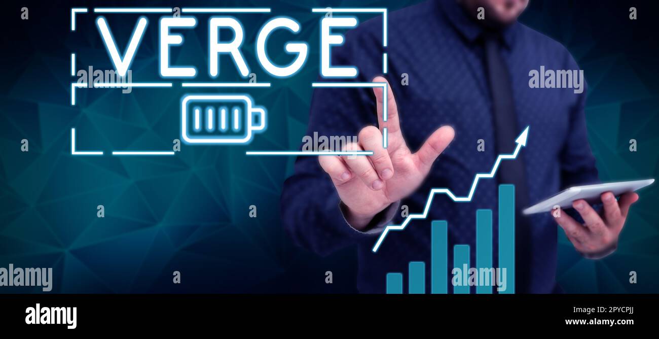 Conceptual caption Verge. Business showcase extreme limit beyond which ...