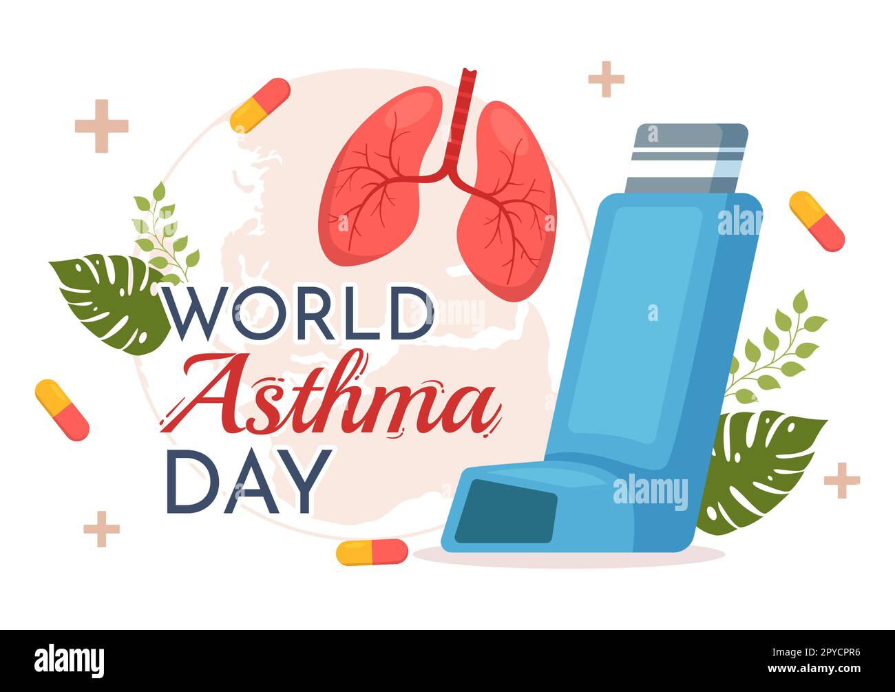 World Asthma Day on May 2 Illustration with Inhaler and Health ...