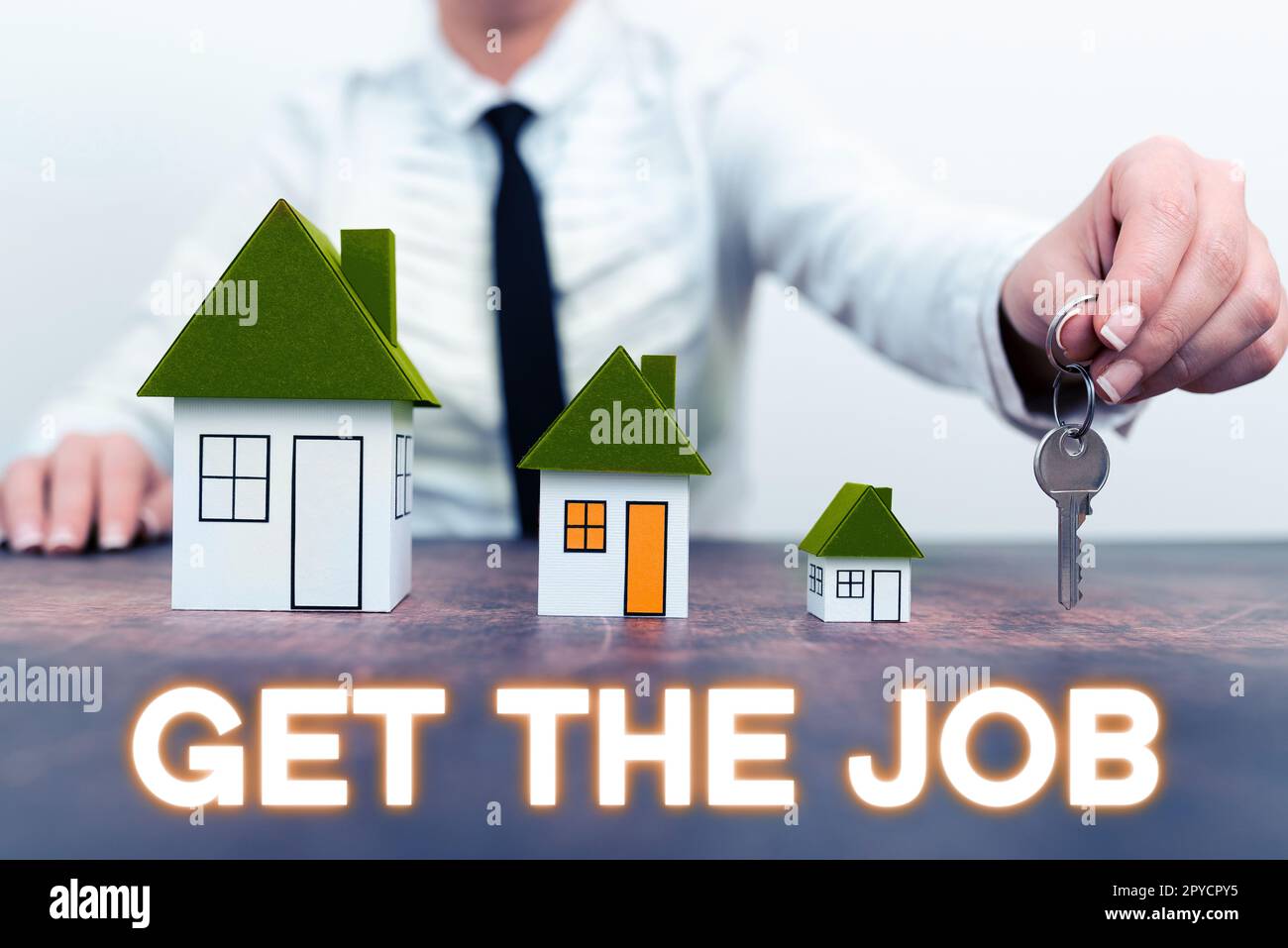 Text showing inspiration Get The Job. Business overview Obtain position ...