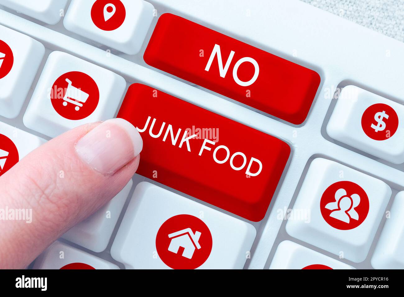 Conceptual display No Junk Food. Internet Concept Stop eating unhealthy ...