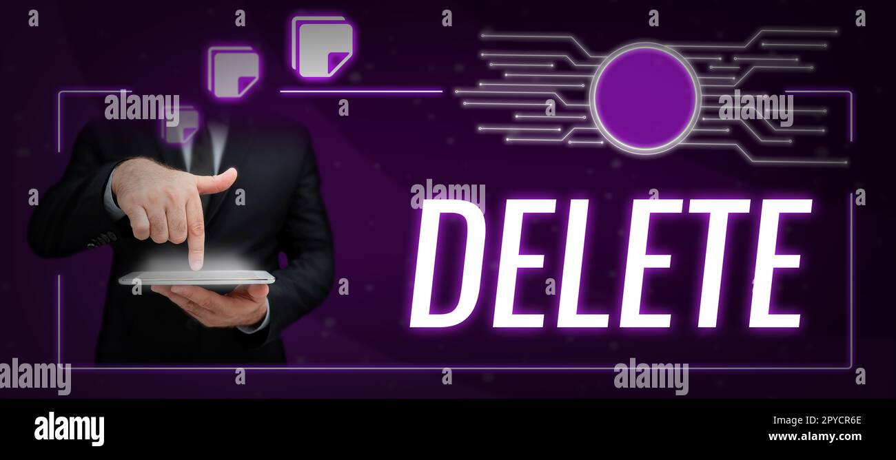 Inspiration showing sign Delete. Business showcase remove or obliterate ...