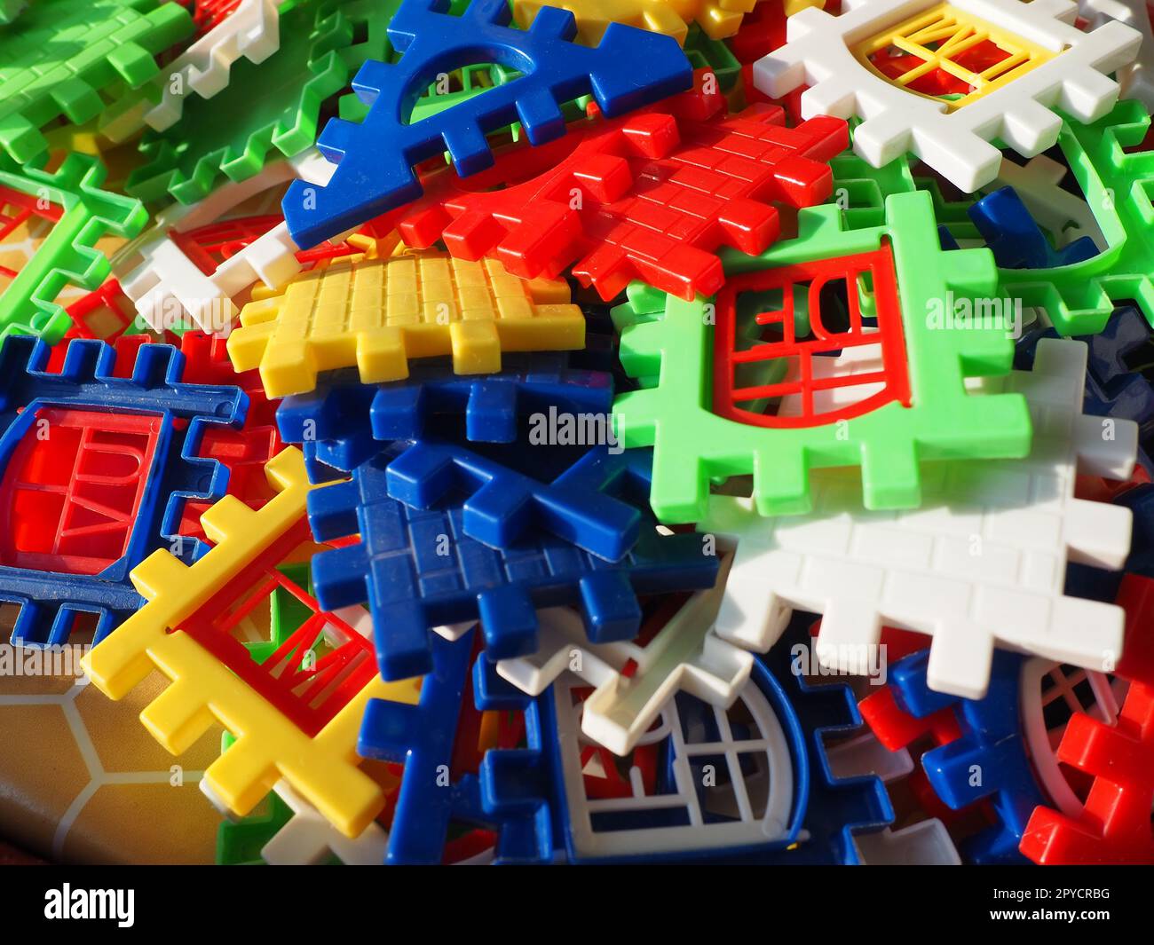 children's designer toy. Plastic bright multi-colored blocks for ...