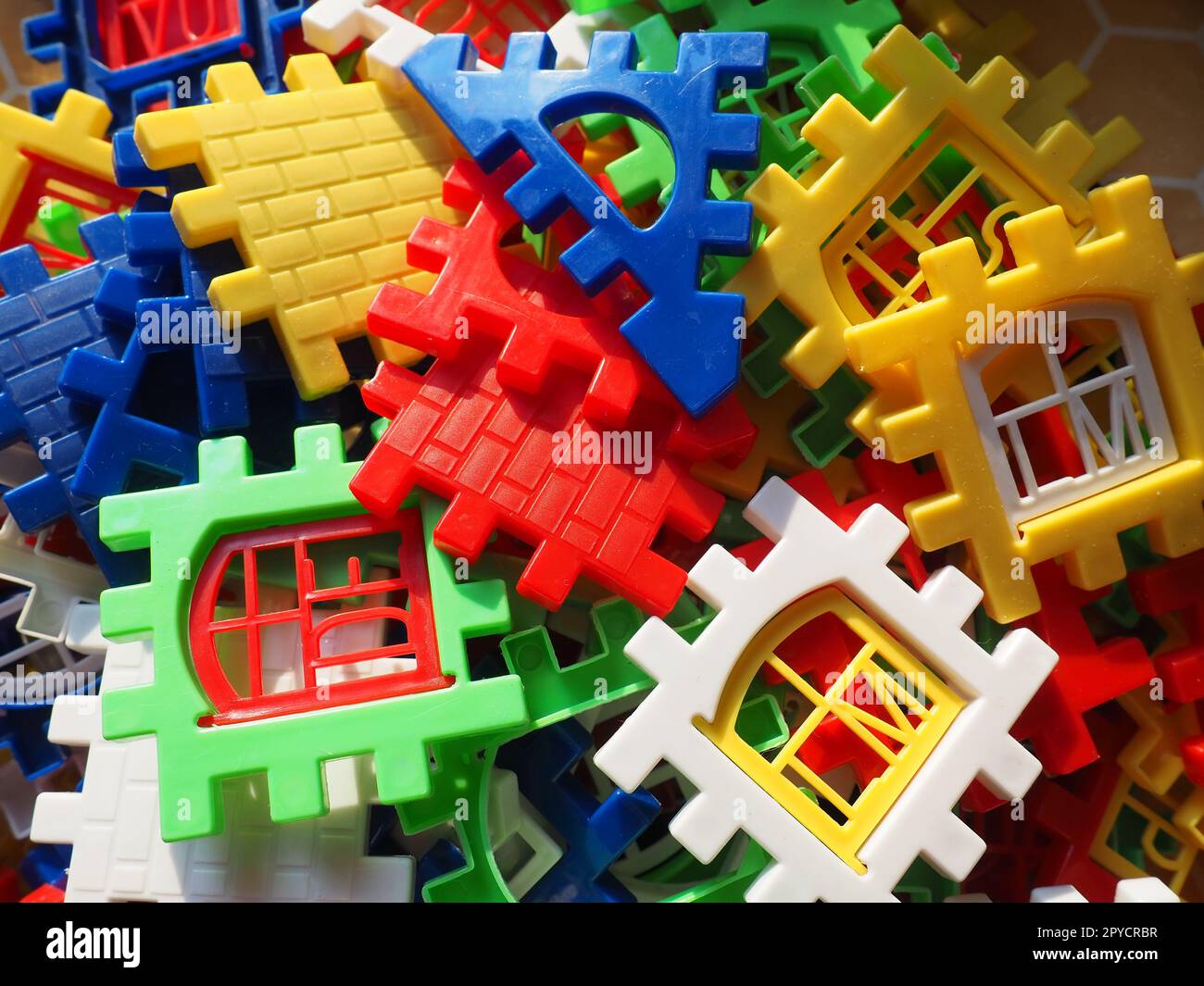 children's designer toy. Plastic bright multi-colored blocks for ...