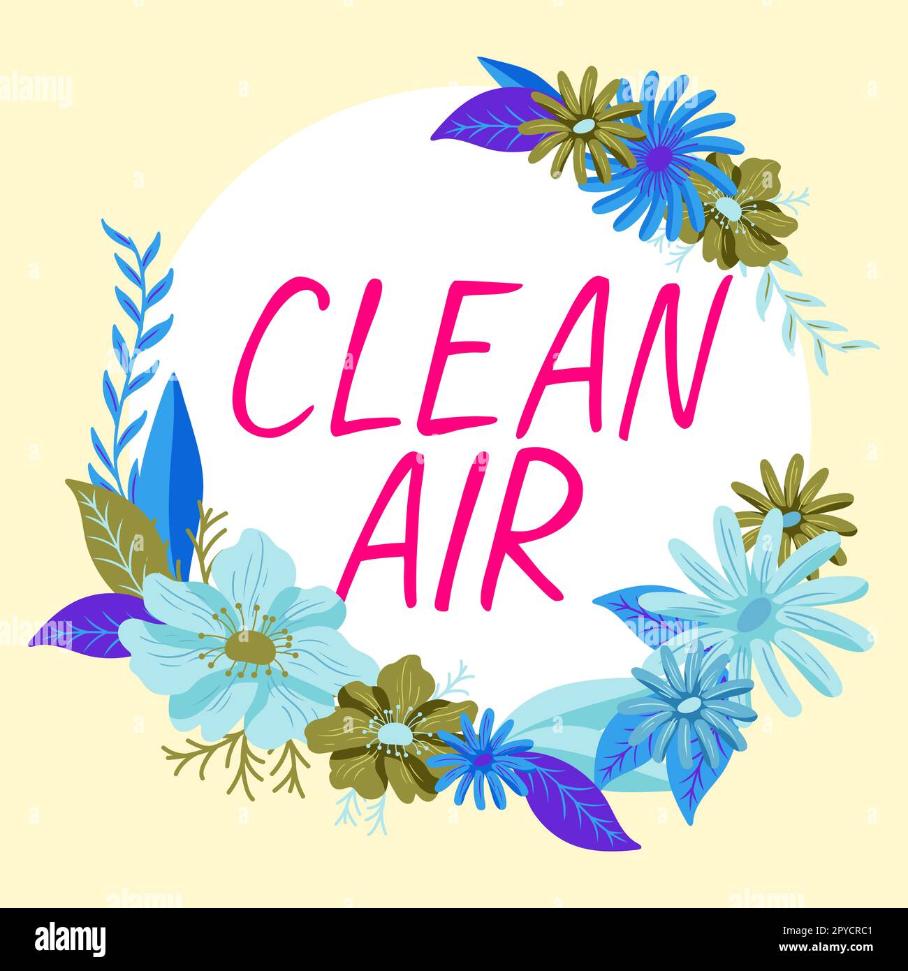Conceptual display Clean Air. Word for air that has no harmful levels ...