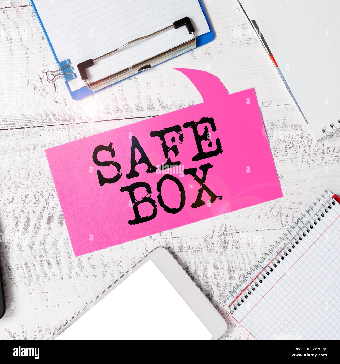 Conceptual caption Safe Box. Business idea A small structure where you ...