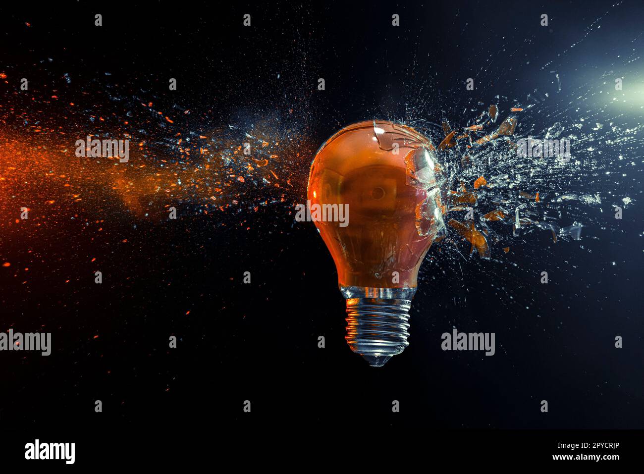 explosion of an orange bulb Stock Photo - Alamy