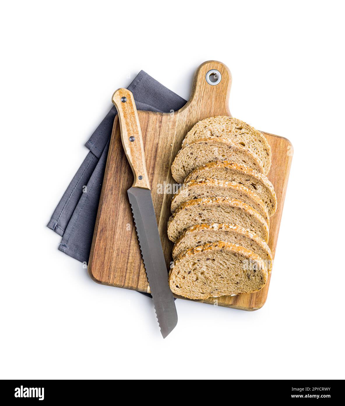 Sliced whole grain bread. Tasty wholegrain pastry with seeds isolated ...