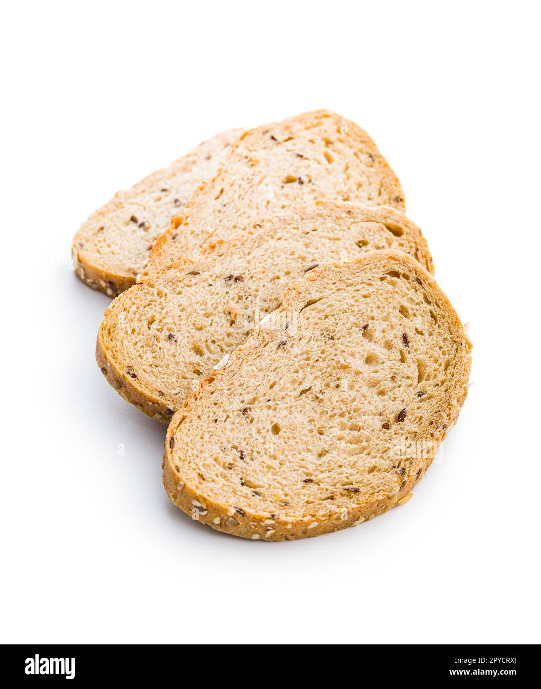Sliced whole grain bread. Tasty wholegrain pastry with seeds isolated ...
