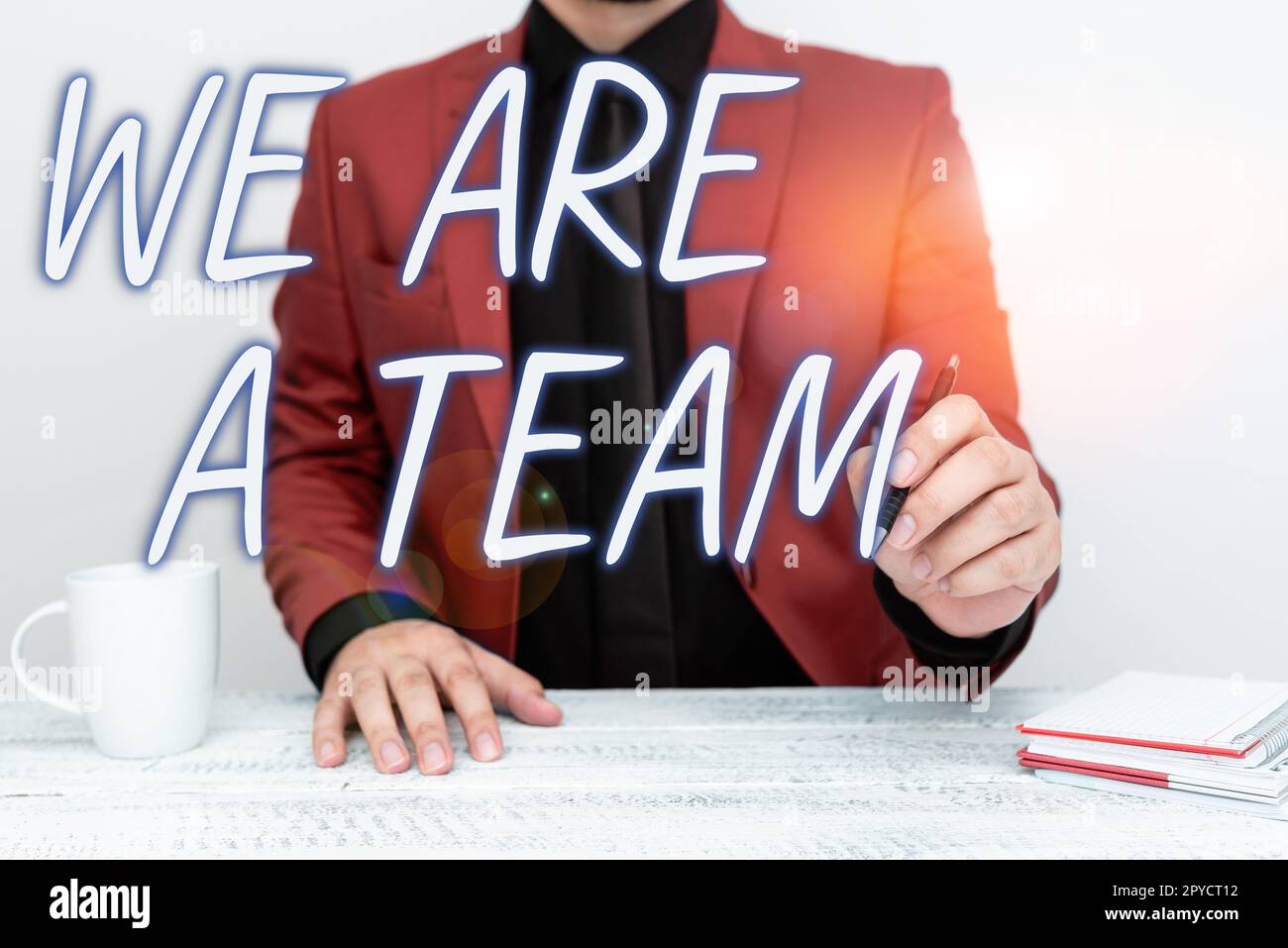Text sign showing We Are A Team. Word for work together to accomplish a ...