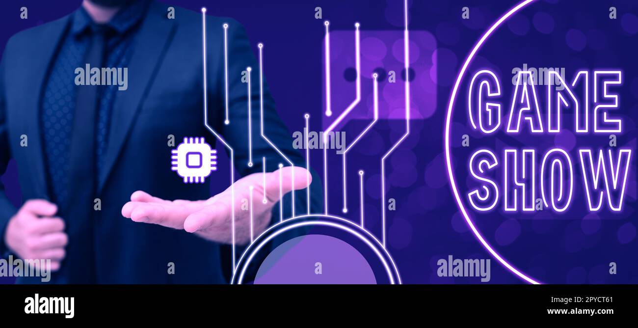 Text sign showing Game Show. Business overview Program in television or ...