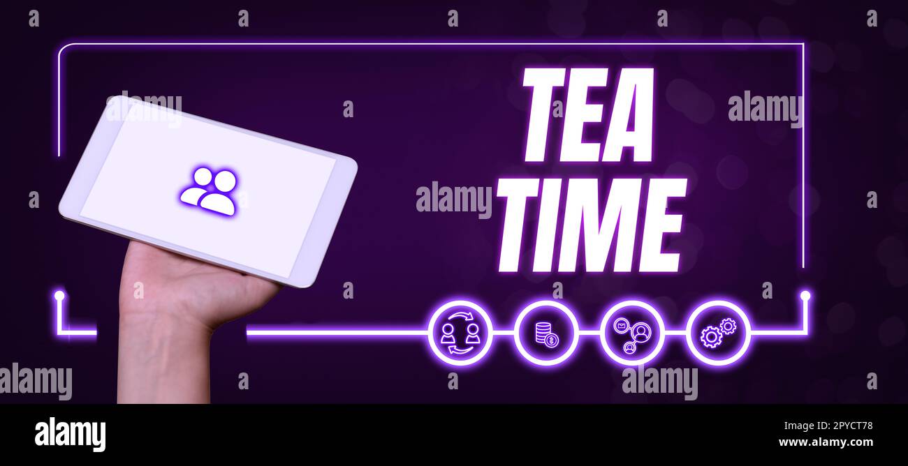 Conceptual caption Tea Time. Internet Concept the time in the afternoon ...