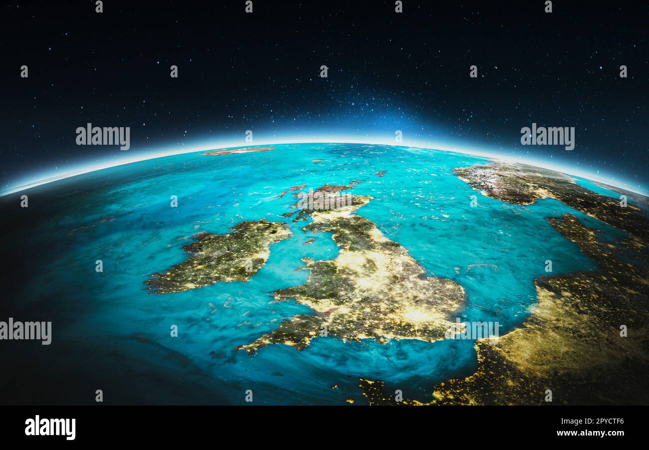 Planet Earth - England and Ireland. 3D Rendering. Elements of this ...