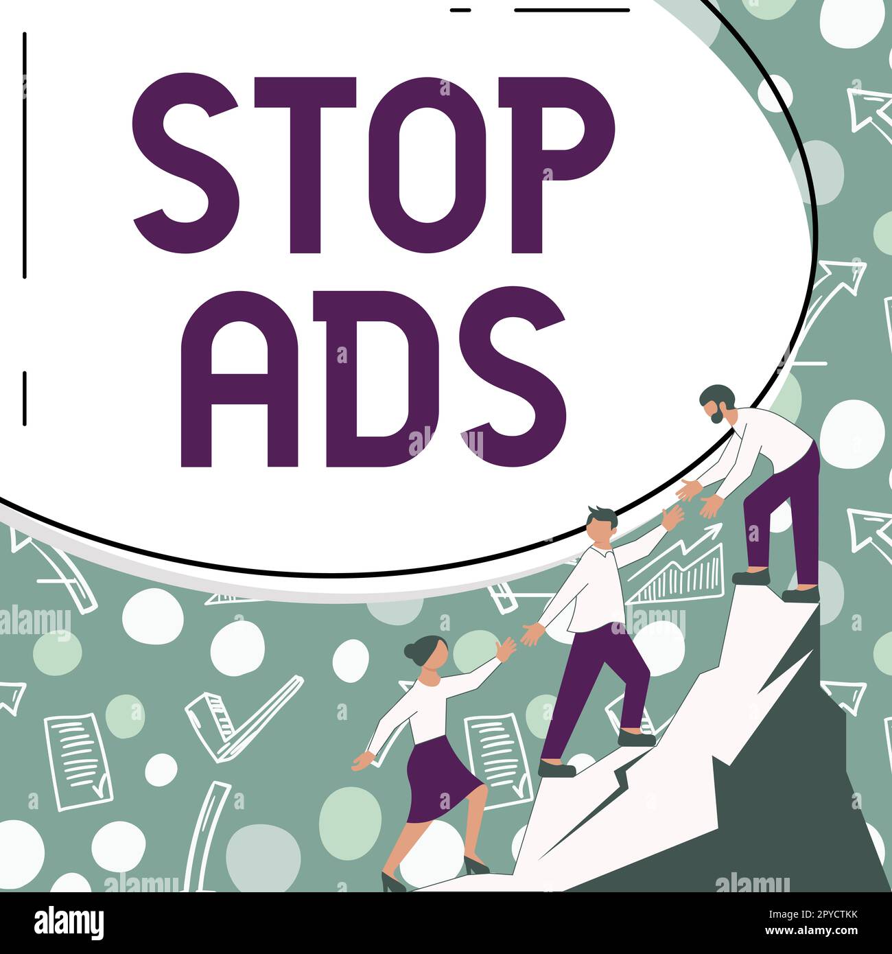 Hand writing sign Stop Ads. Word Written on program that will remove ...