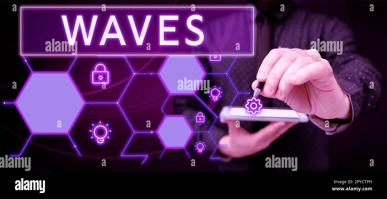 Sign displaying Waves. Business showcase move ones hand to and fro in ...