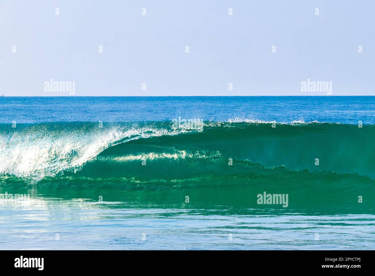 Extremely huge big surfer waves at beach Puerto Escondido Mexico Stock ...