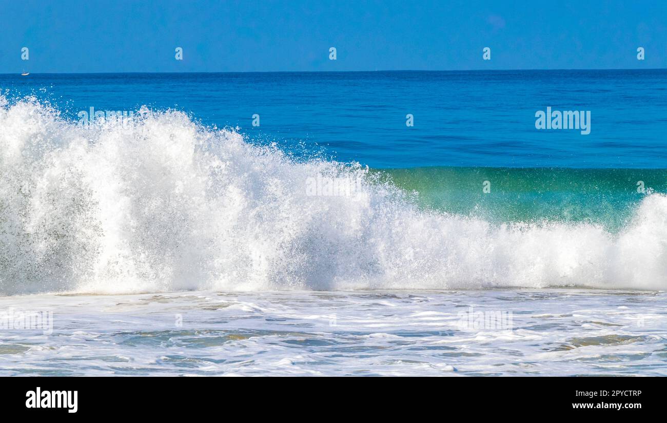 Extremely huge big surfer waves at beach Puerto Escondido Mexico Stock ...